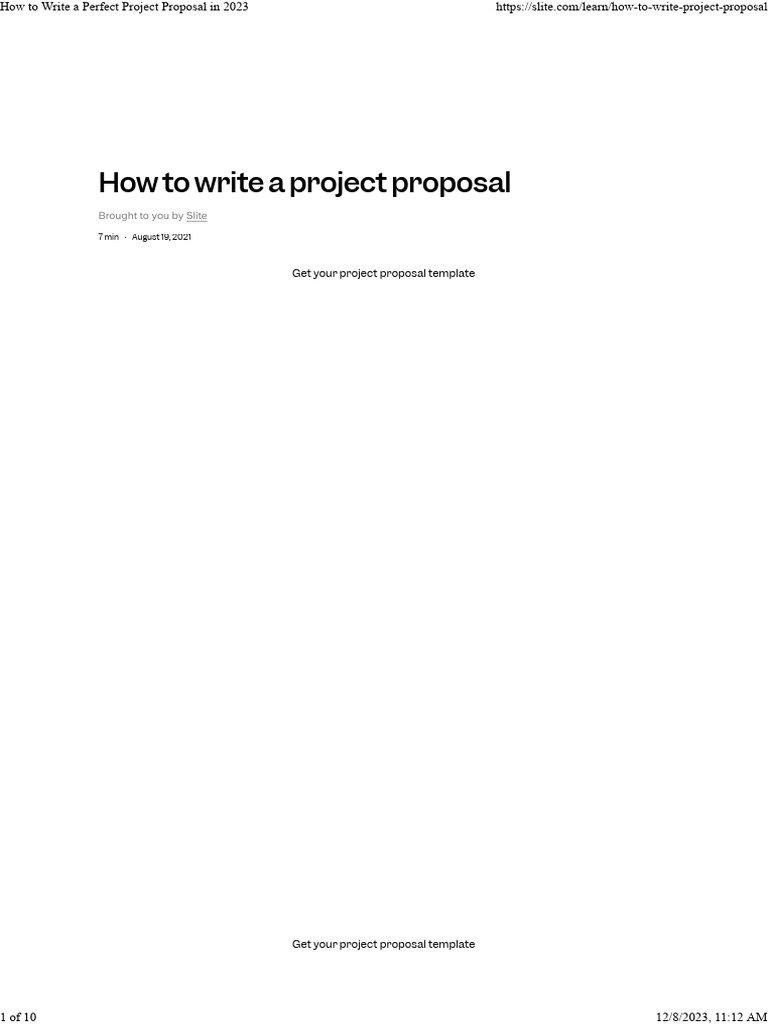 How To Write A Perfect Project Proposal in 2023 | PDF | Request For ...