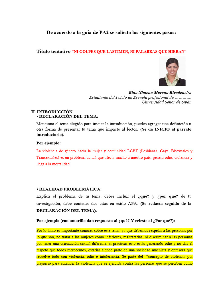 Plantilla para Presentar PA2 | PDF