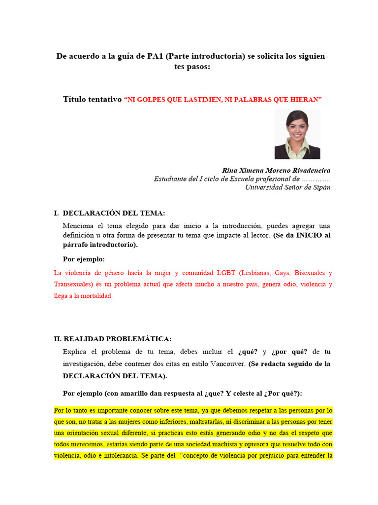 Plantilla para Presentar PA1 | PDF