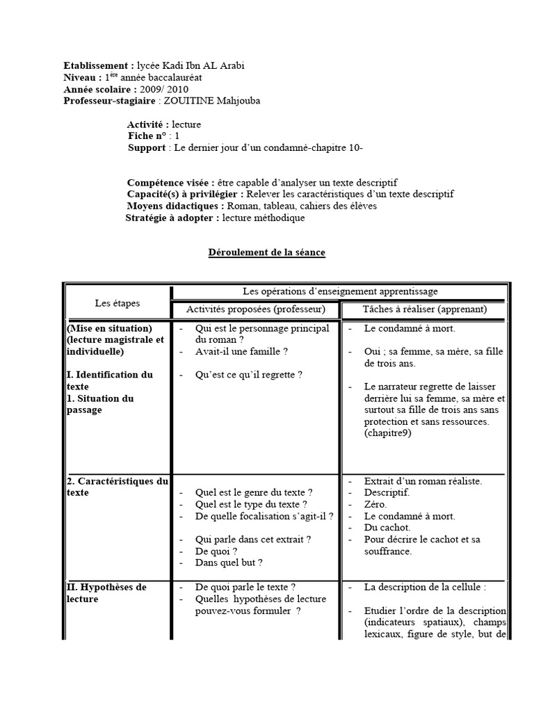 Fiche de Lecture Méthodique | PDF