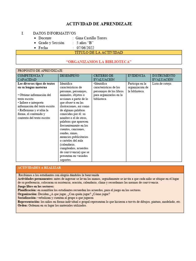 ACTIVIDAD DE APRENDIZAJE 7 de Junio | PDF | Evaluación | Aprendizaje ACTIVIDAD DE APRENDIZAJE 7 de Junio | PDF | Evaluación | Aprendizaje