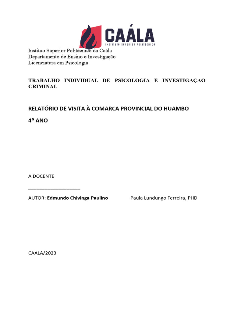 Instituo Superior Politécnico Da Caála | PDF | Ciências e Matemática