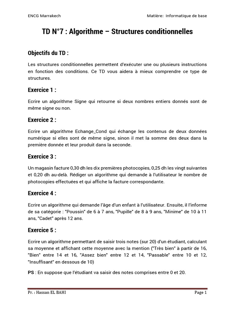 Exercices d'Algorithmes Corrigés | PDF | Taxe sur la valeur ajoutée | Informatique