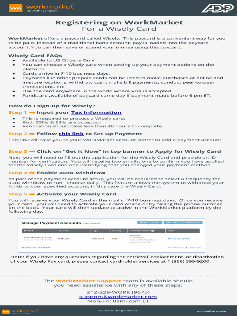 Wisely Card Sign-Up Guide ADP | PDF | Career & Growth | Finance & Money ...