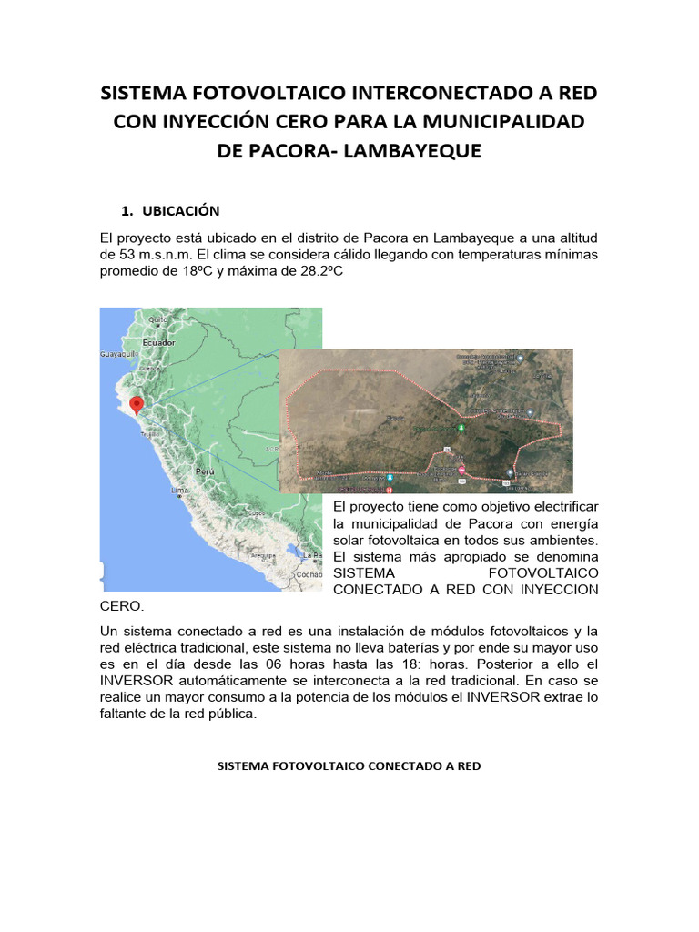 Proyecto Pacora Informe | PDF | Fotovoltaica | Energía solar