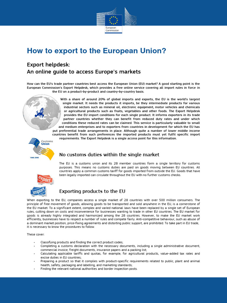 EU Export Helpdesk Guide | PDF | Customs | European Union