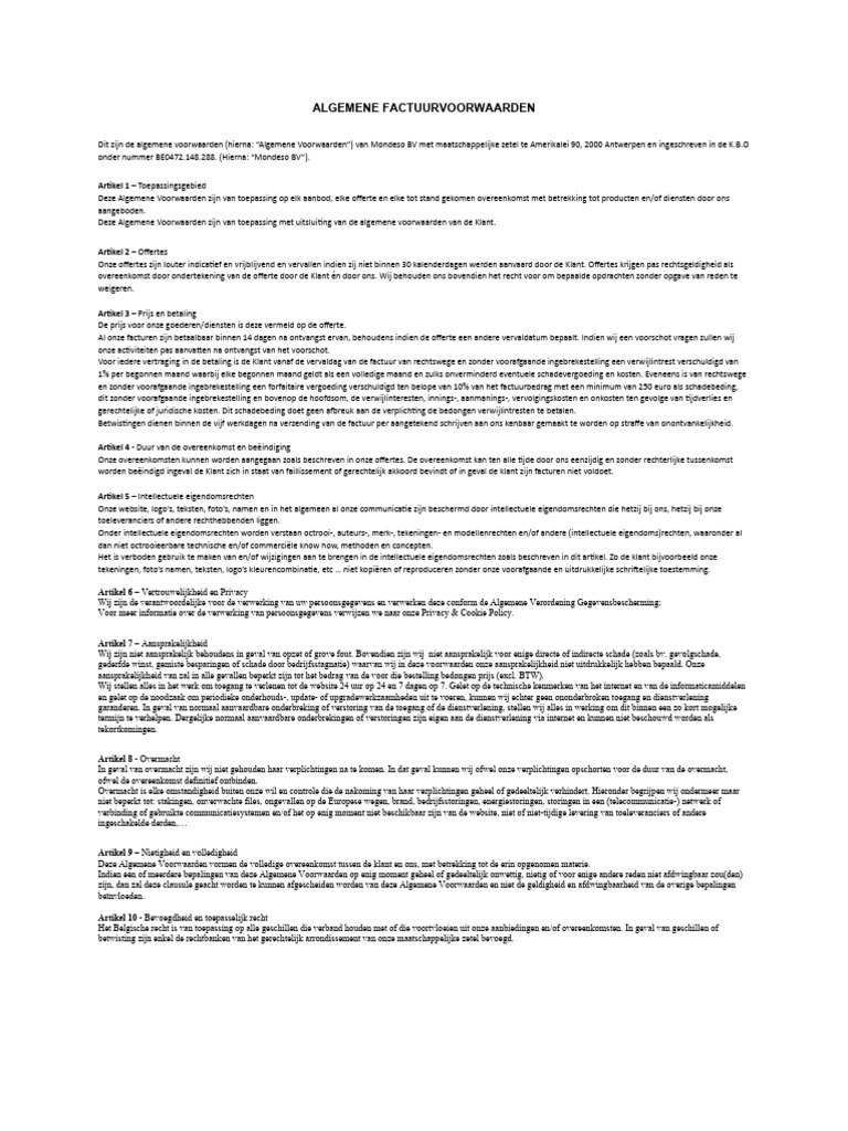 Algemene Factuurvoorwaarden | PDF