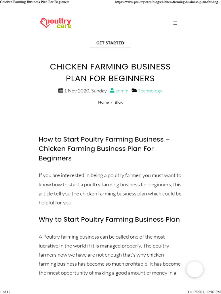 Chicken Farming Business Plan For Beginners | PDF