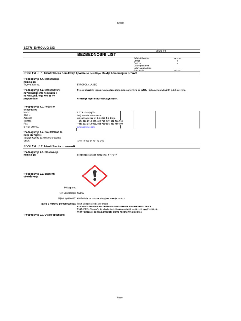 SDS Evropol Classic | PDF