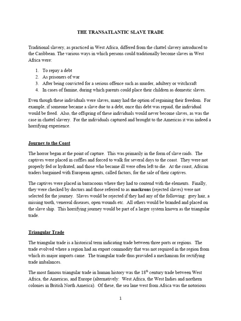 The Transatlantic Slave Trade | PDF | Atlantic Slave Trade | Slavery