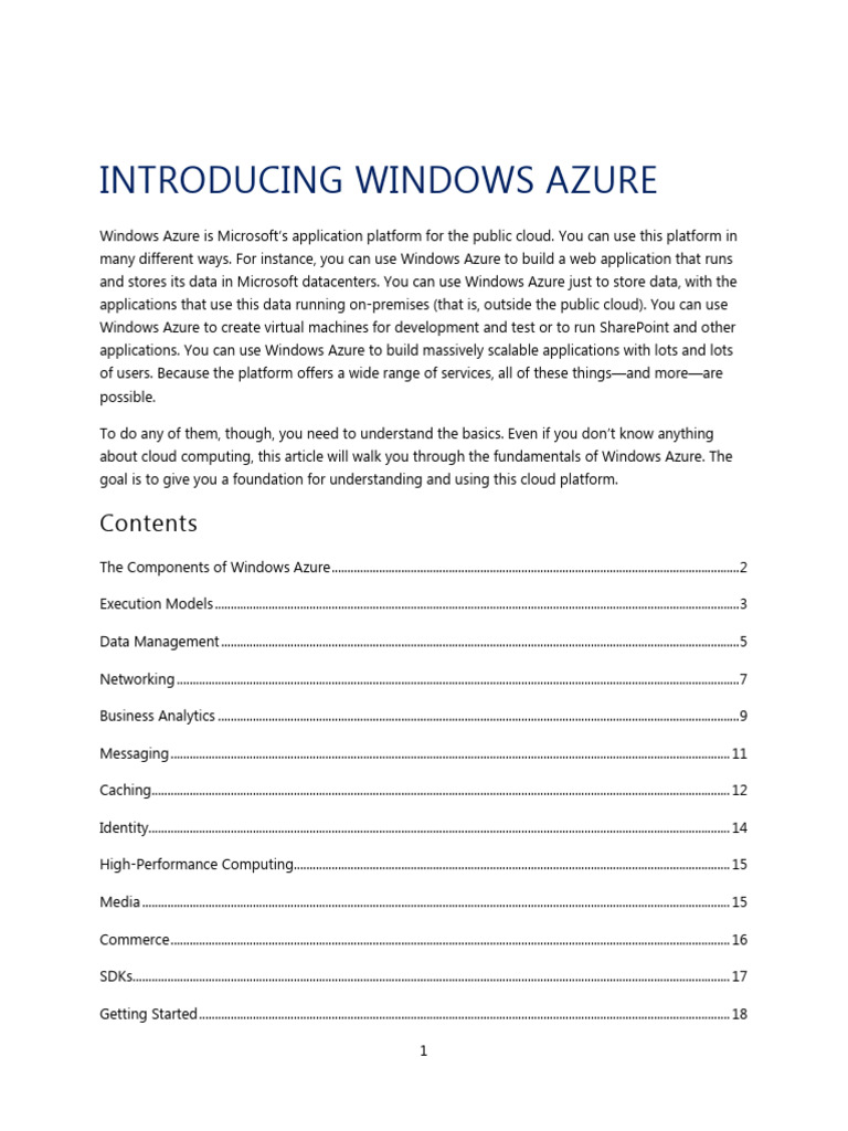 Introducing Windows Azure V2.0-Chappell | PDF | Cloud Computing ...