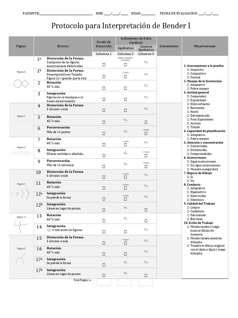 Protocolo Bender I - Dra. Yolanda Saez | PDF | Ajedrez