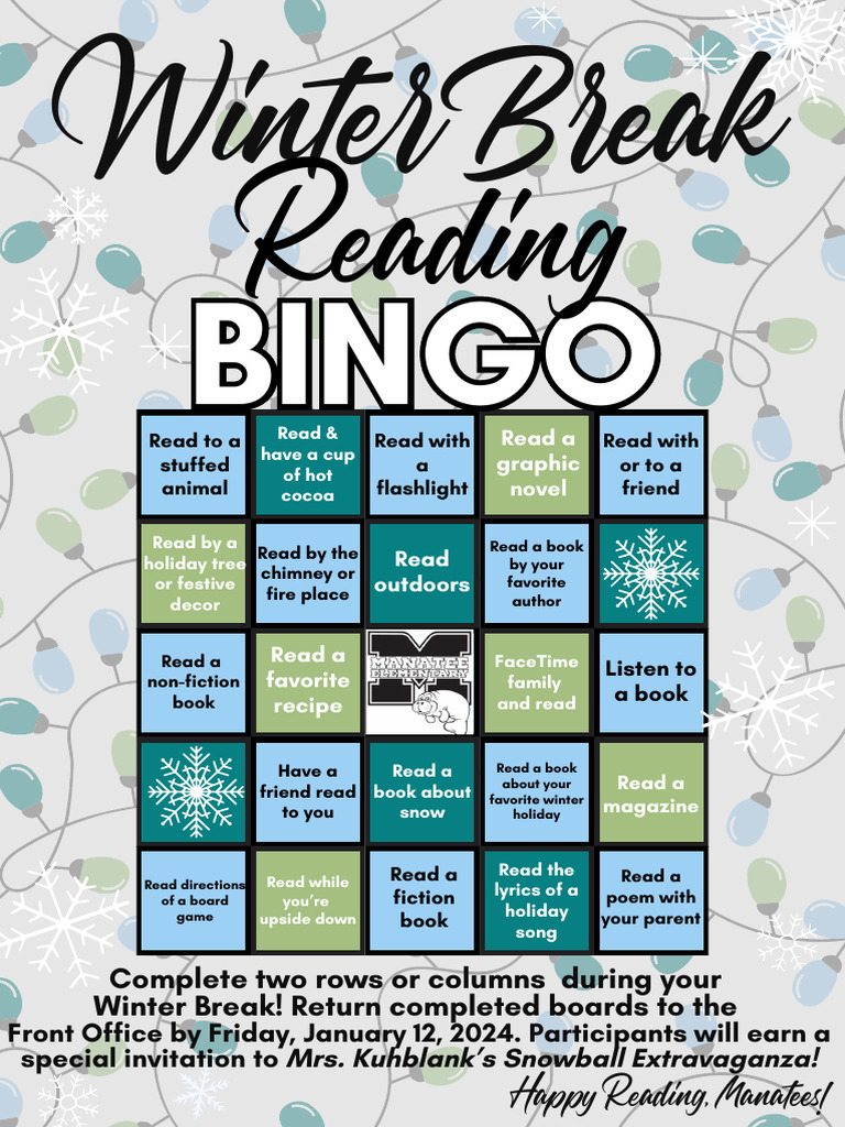 2024 Winter Break Reading Bingo | PDF