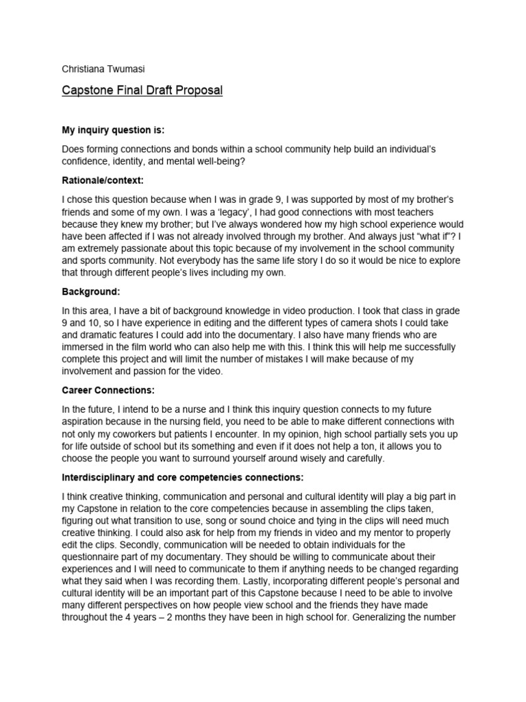 Good Copy of Capstone Draft Proposal | PDF | Thought