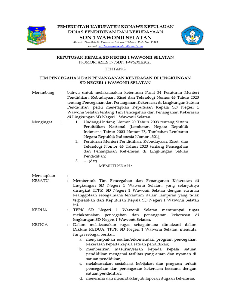 Contoh SK TPPK | PDF