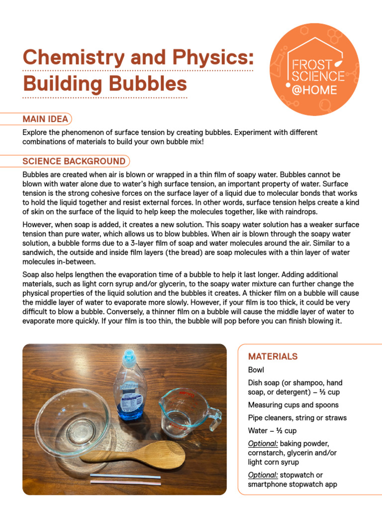 Bubbles Activity Toolkit | PDF | Liquids | Surface Tension