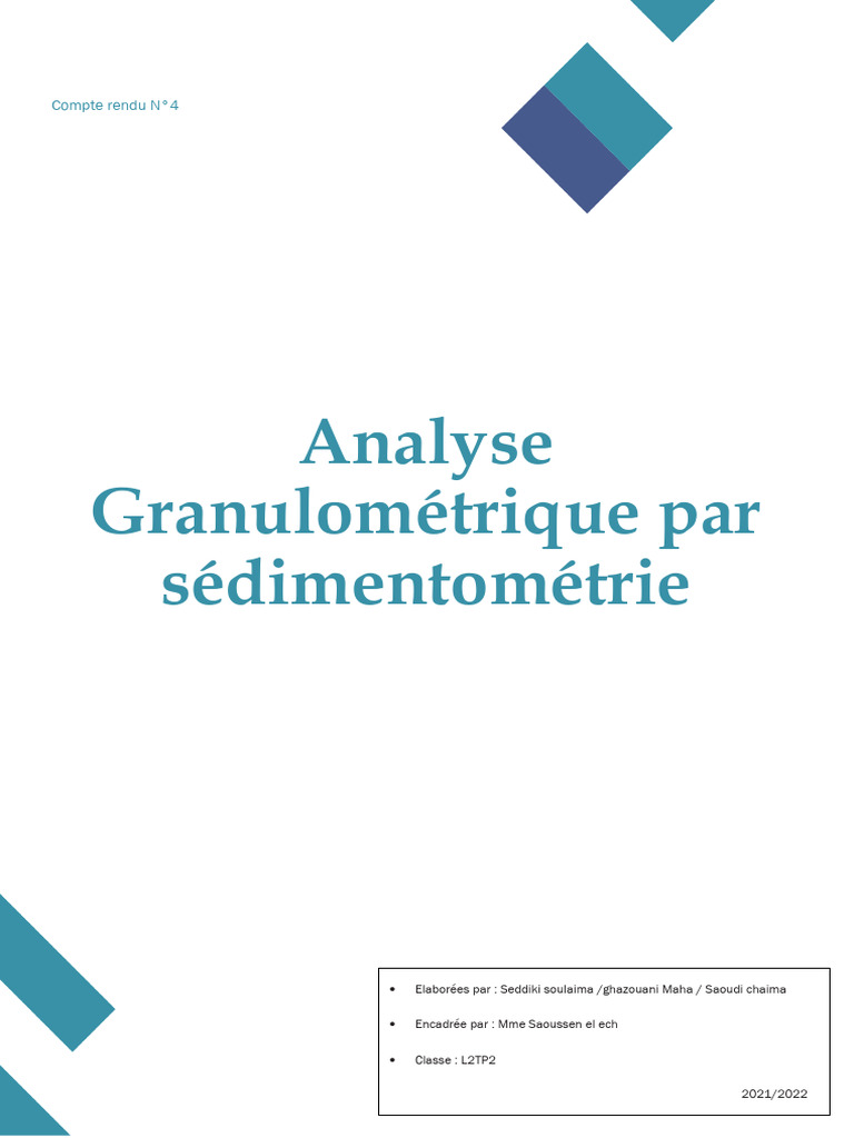 Analyse granulométrique par sédimentométrie | PDF