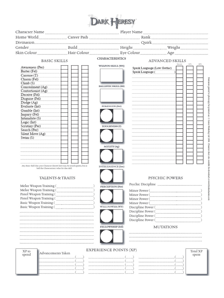 WH40K Char Sheet Finished | PDF | History