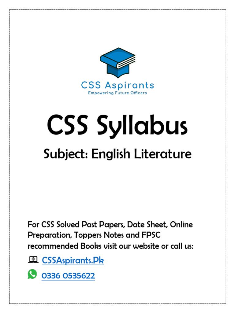 English Literature CSS Syllabus | PDF | English Literature