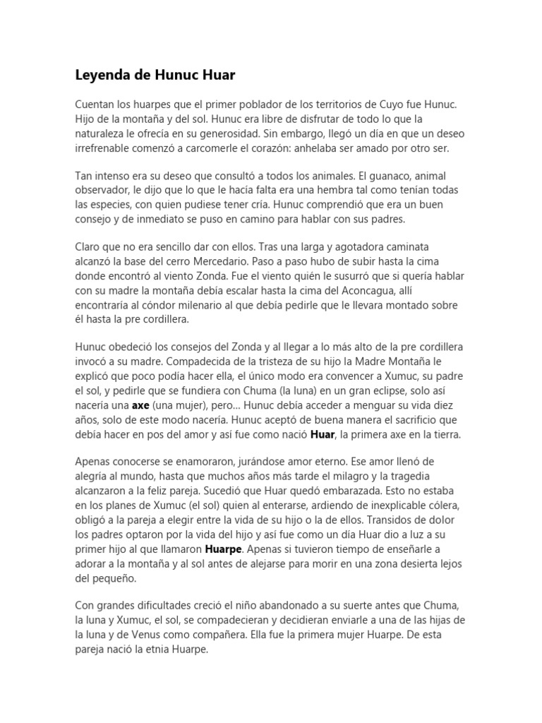 Leyenda de Hunuc Huar | PDF