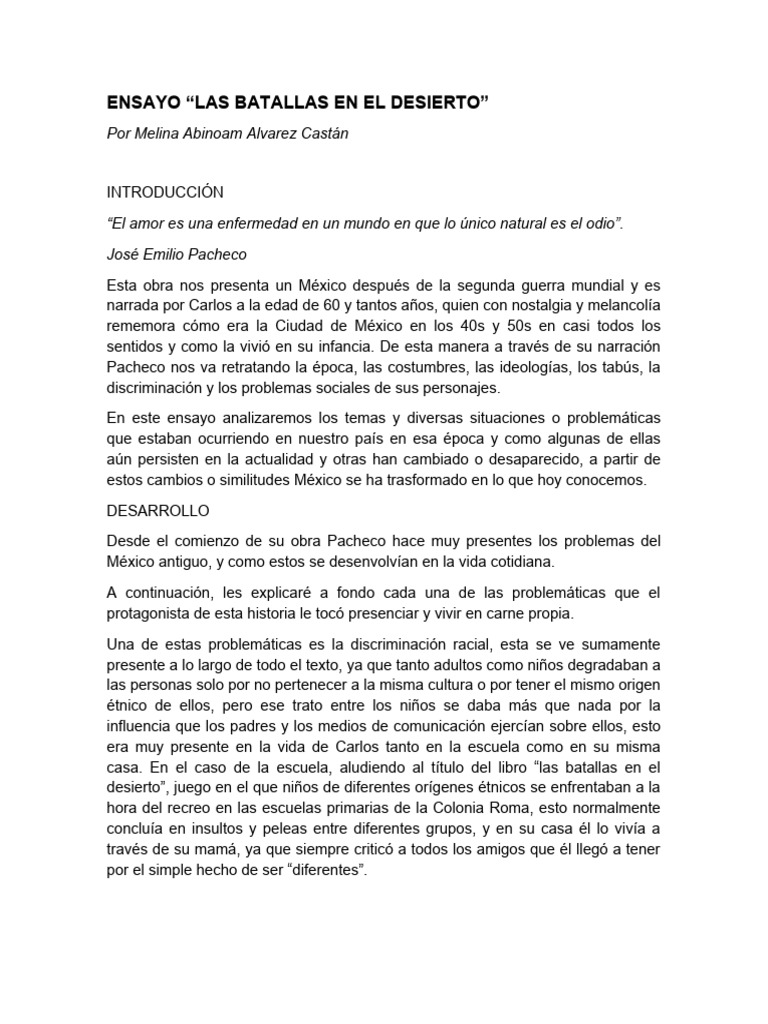 LAS BATALLAS EN EL DESIERTO | PDF | Discriminación | México