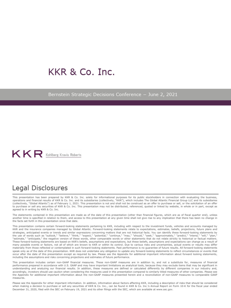 KKR Co Inc Bernstein Conference Presentation June 2021 | PDF | Private Equity | Stocks
