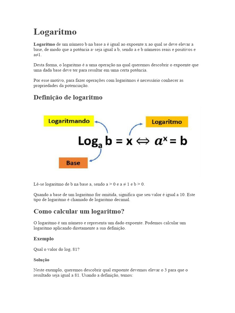 Exercitando - Logaritmo | PDF