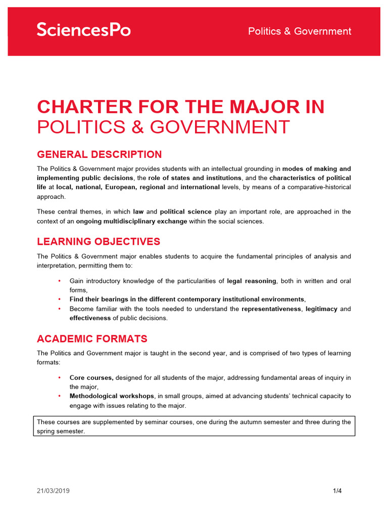 Charter For The Major in Politics & Government | PDF