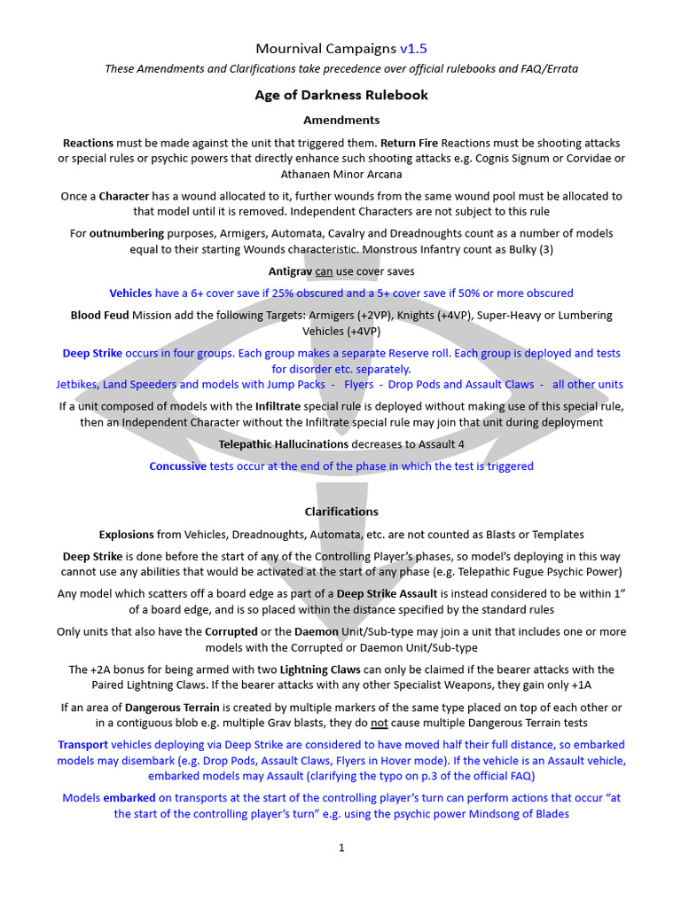 Mournival Campaigns v1.5 Rules Update | PDF | Roman Legion | Artillery