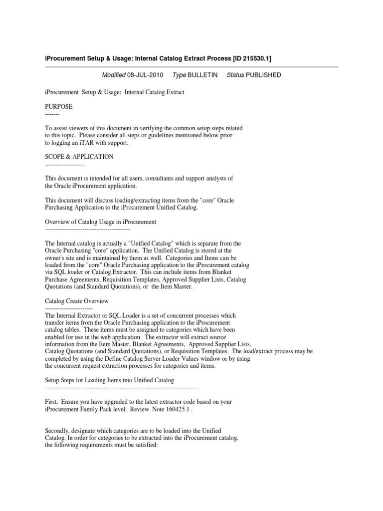 Uploading Catalogs For Iproc Setup | PDF | Oracle Database | Procurement