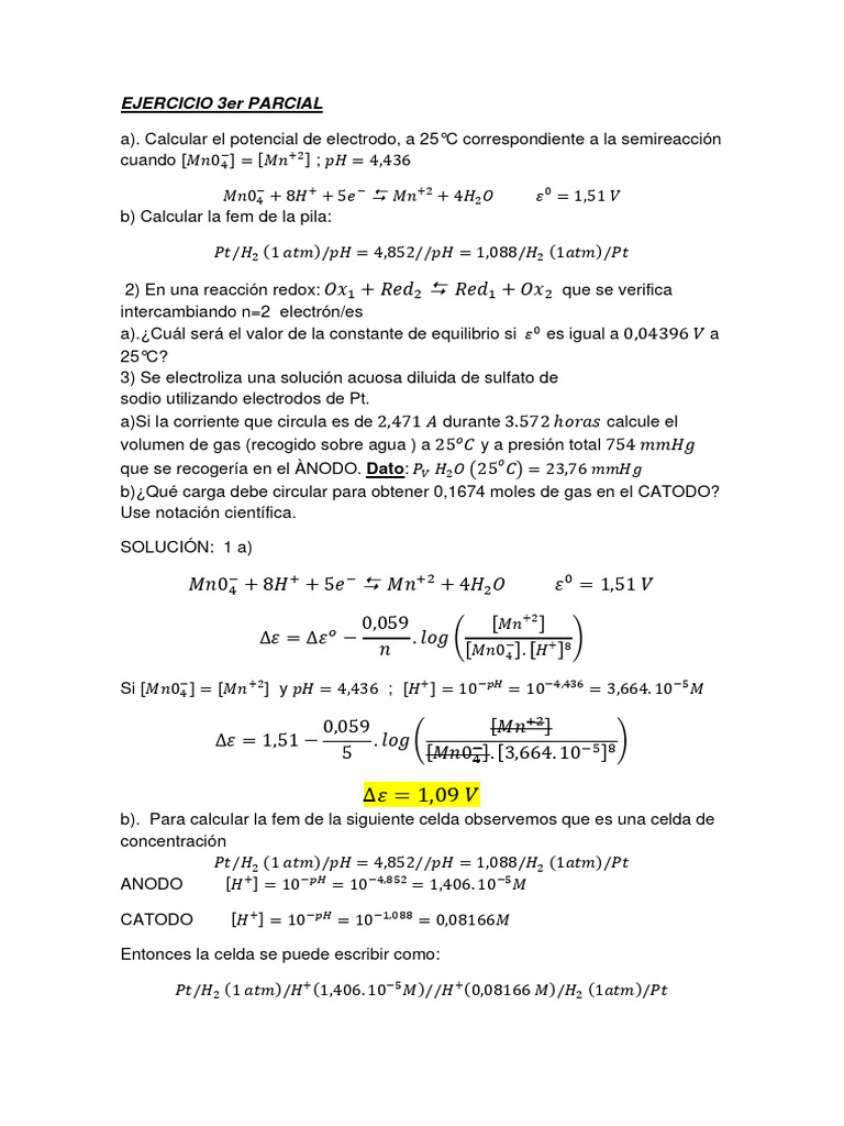 Ejercicio Electroquimica y Ley de Faraday | PDF