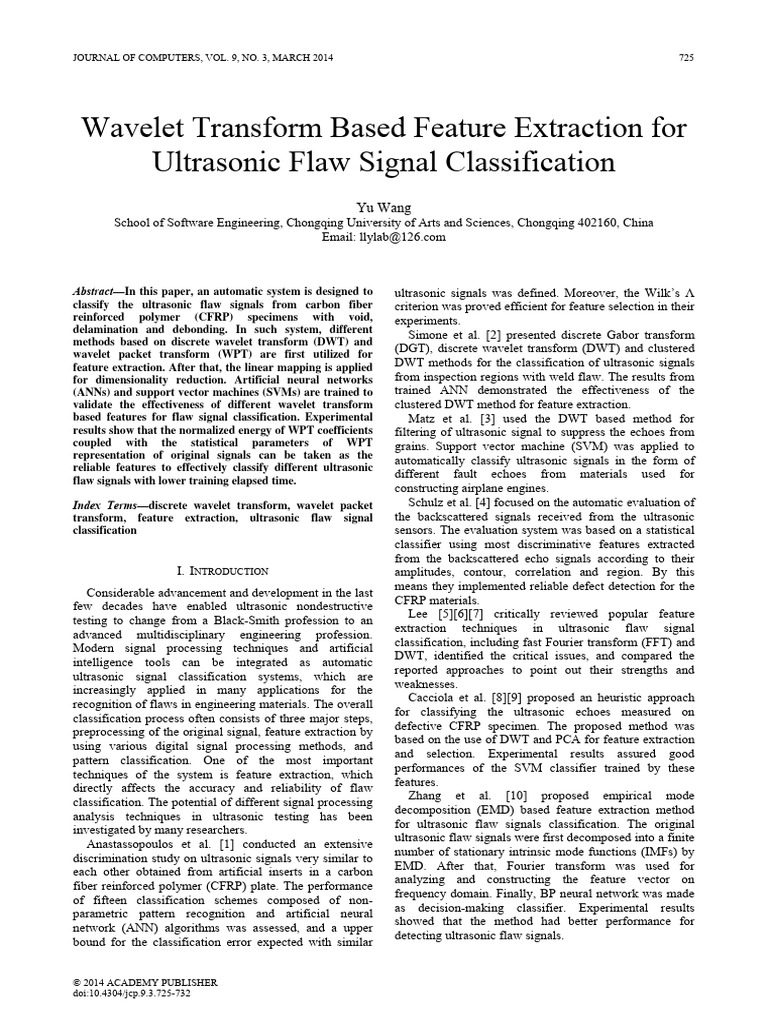 Transform Wave Flaw WangYou | PDF | Wavelet | Principal Component Analysis