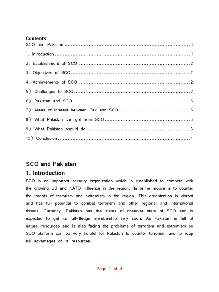 SCO and Pakistan | PDF