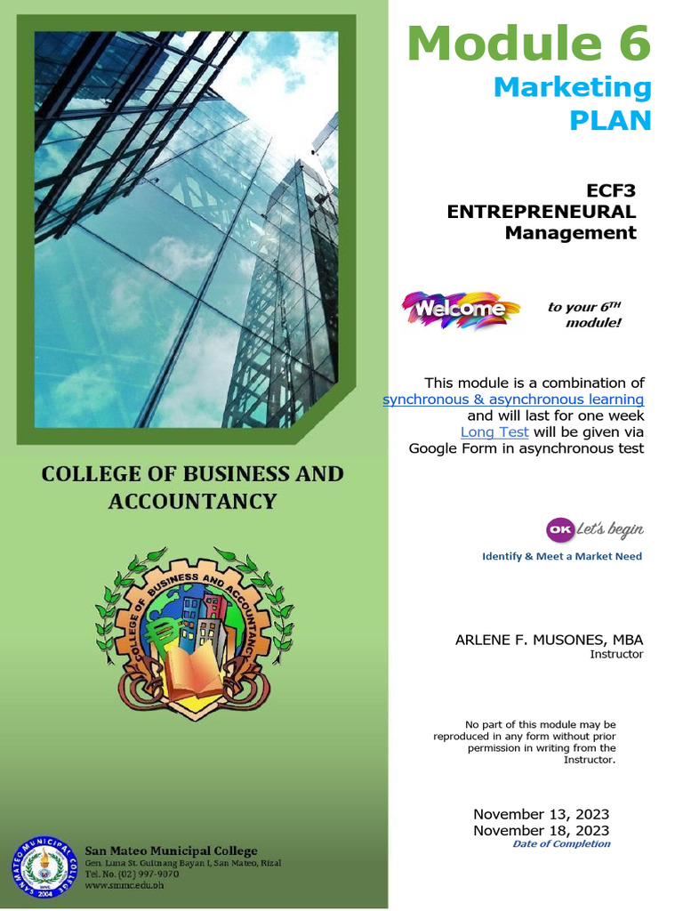Marketing Plan Module 6 Overview | PDF | Business
