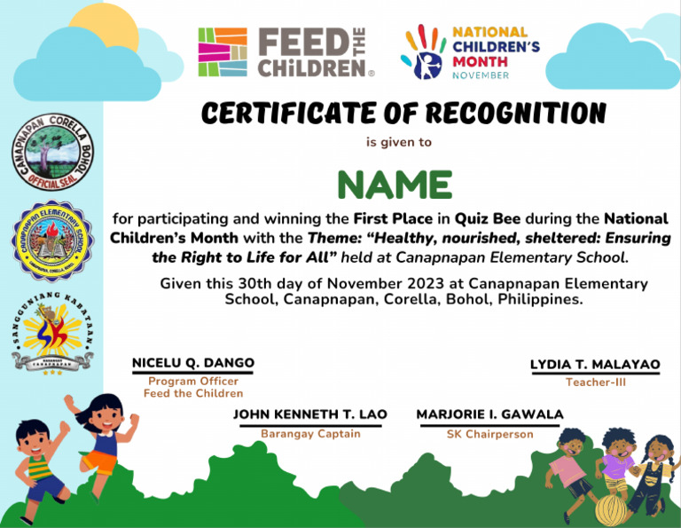 Children's Month Certification | PDF