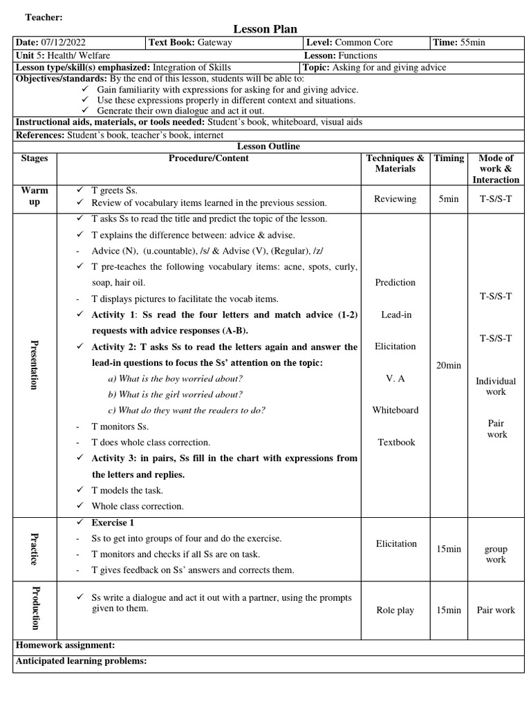Lesson Plan Functions Pdf