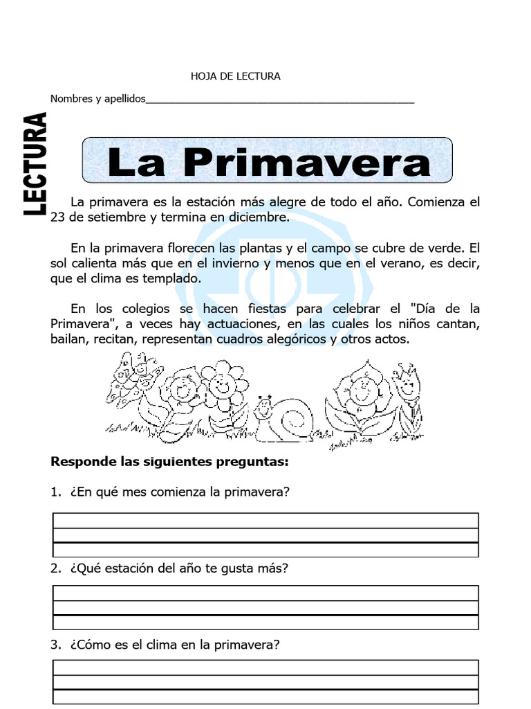 La Primavera: Lectura para Niños | PDF | Arte | Poesía