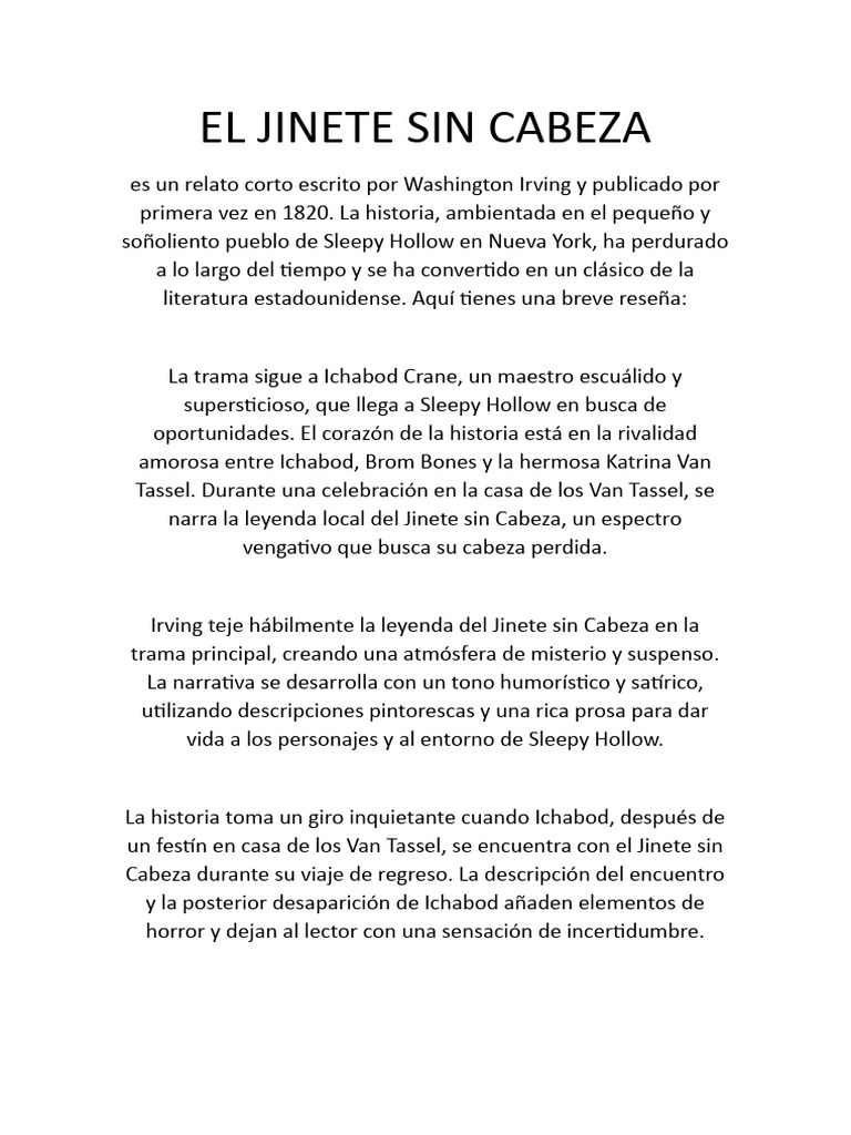 El Jinete Sin Cabeza | PDF | Clásicos