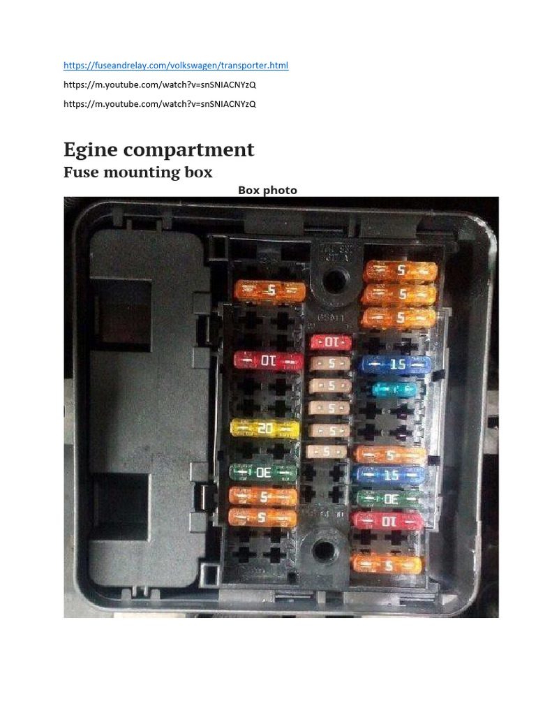 VW T5 Fuse Box Diagram and Details | PDF | Science & Mathematics