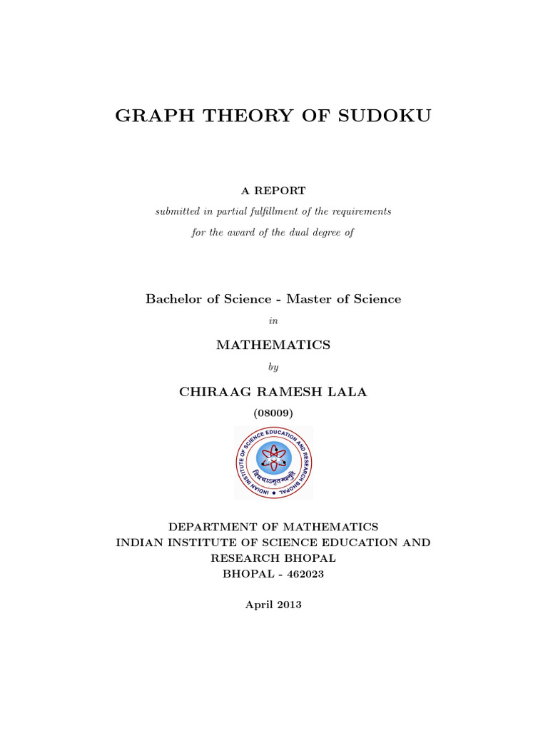 Graph Theoryy Sudoku | PDF | Mathematical Concepts | Mathematical Relations