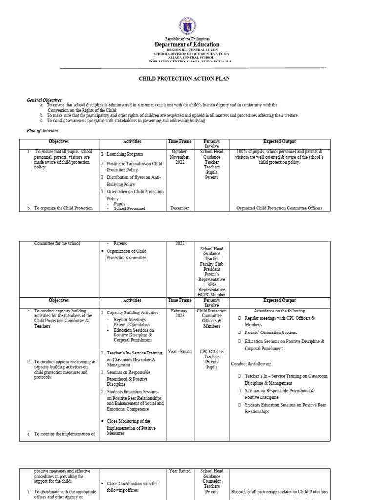 Child Protection Action Plan Guide | PDF | Child Protection | Children ...