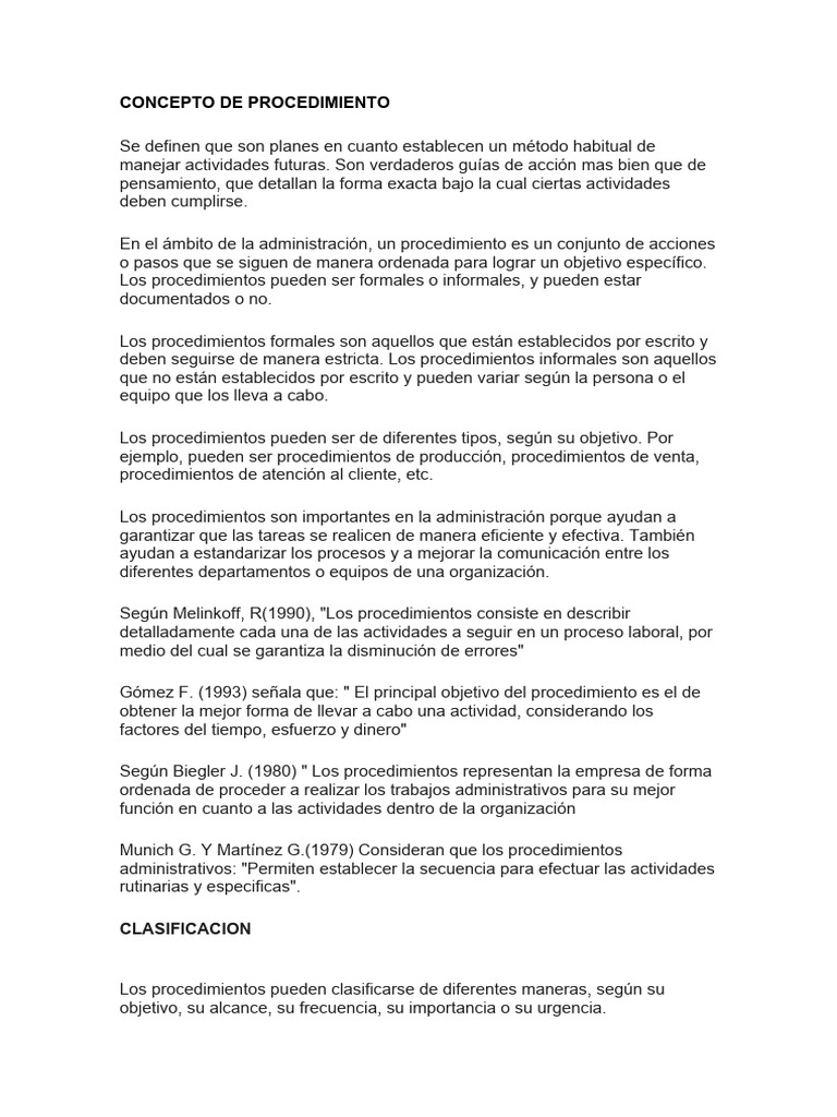 Clasificación y Técnicas de Procedimientos Administrativos | PDF