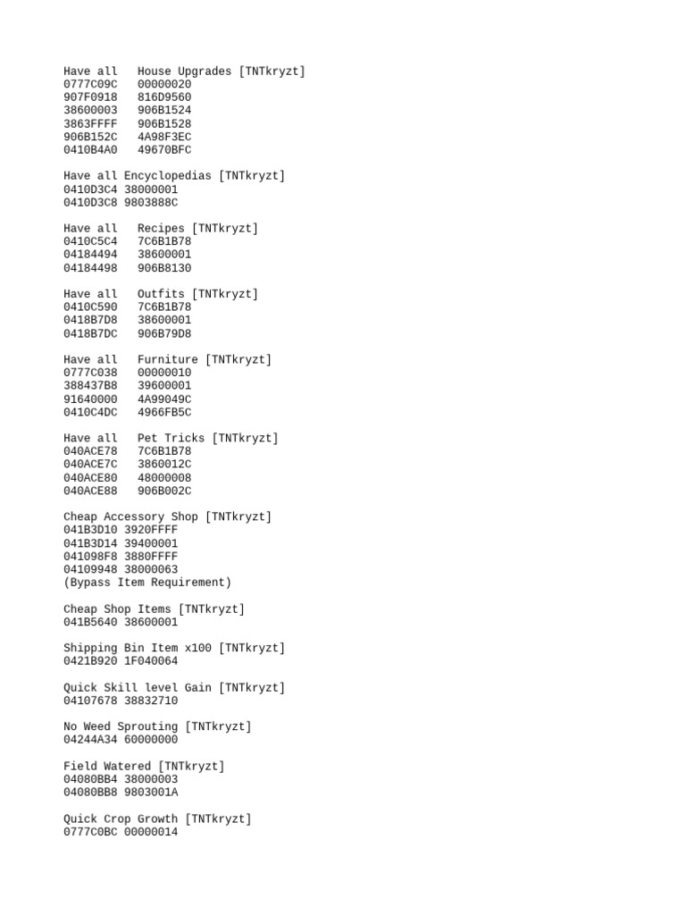 Cheat Code Harvest Moon Animal Parade | Download Free PDF | Backpack | Fish