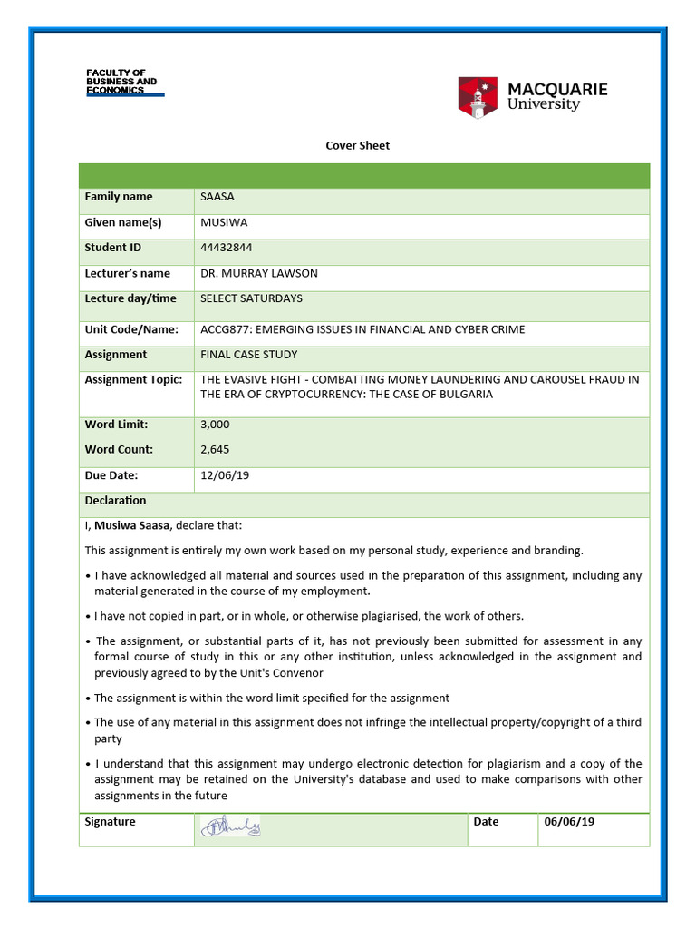 The Evasive Fight - Combatting Money Laundering and Carousel Fraud in ...