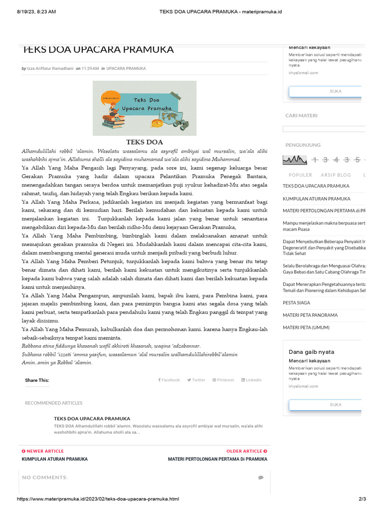 TEKS DOA UPACARA PRAMUKA - Materipramuka - Id | PDF