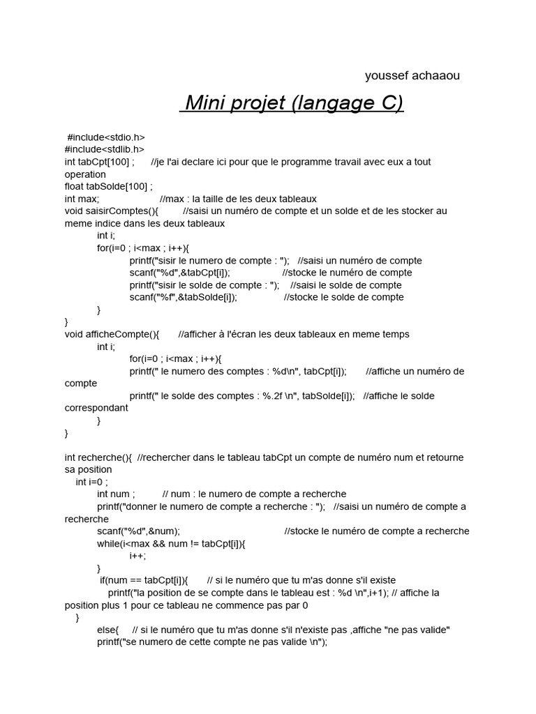 Exam TP Langage C | PDF
