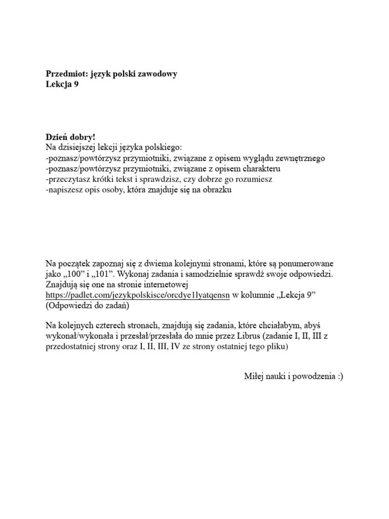Lekcja 9 - Język Polski | PDF