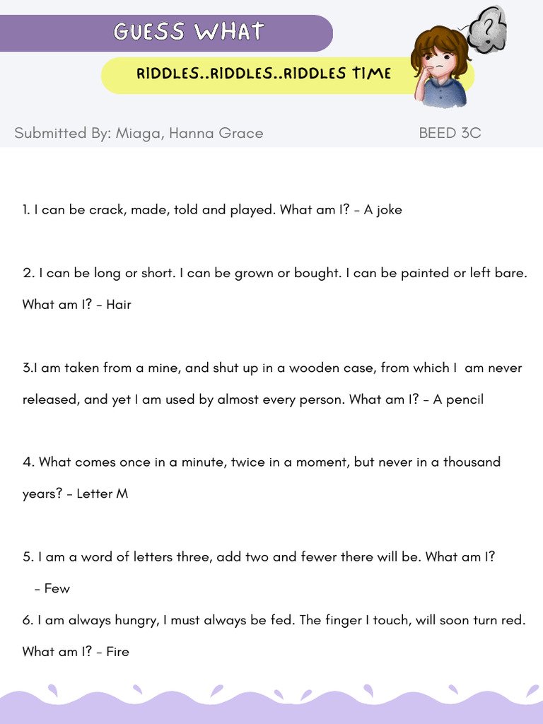 Riddles and Their Answers | PDF