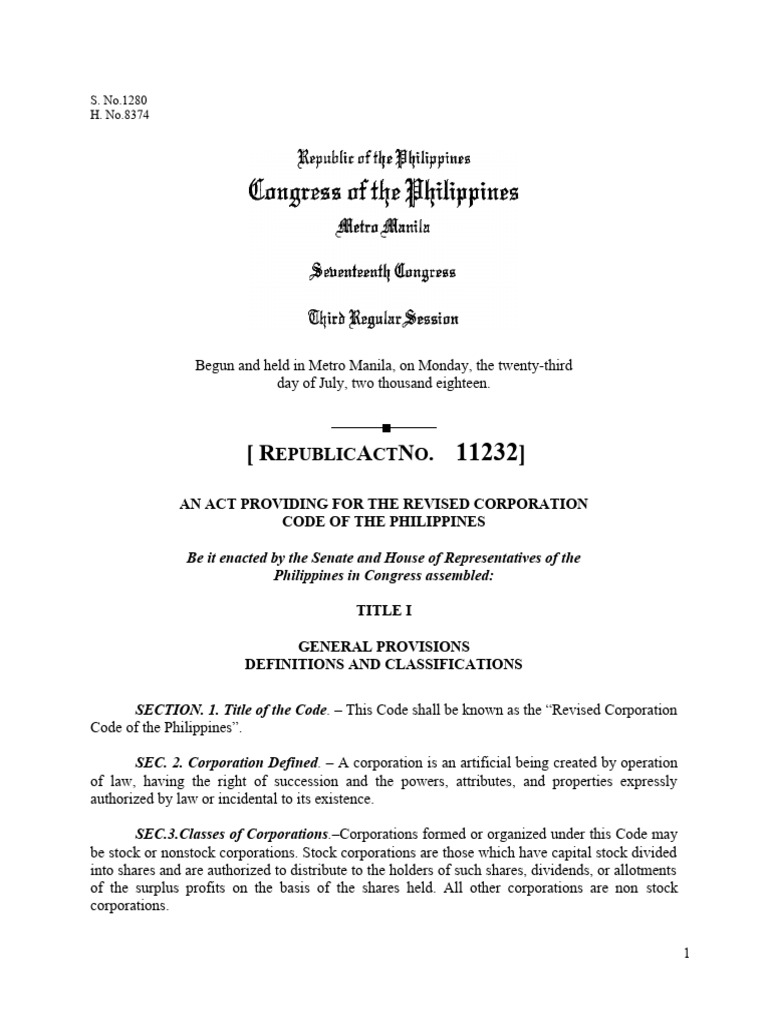 2019legislation - RA 11232 REVISED CORPORATION CODE 2019 | PDF | Stocks ... 2019legislation - RA 11232 REVISED CORPORATION CODE 2019 | PDF | Stocks ...