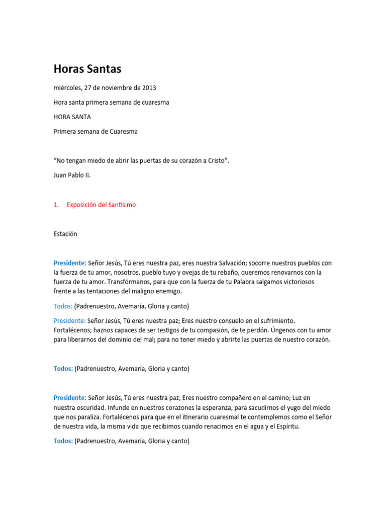 Horas Santas | PDF | eucaristía | Jesús